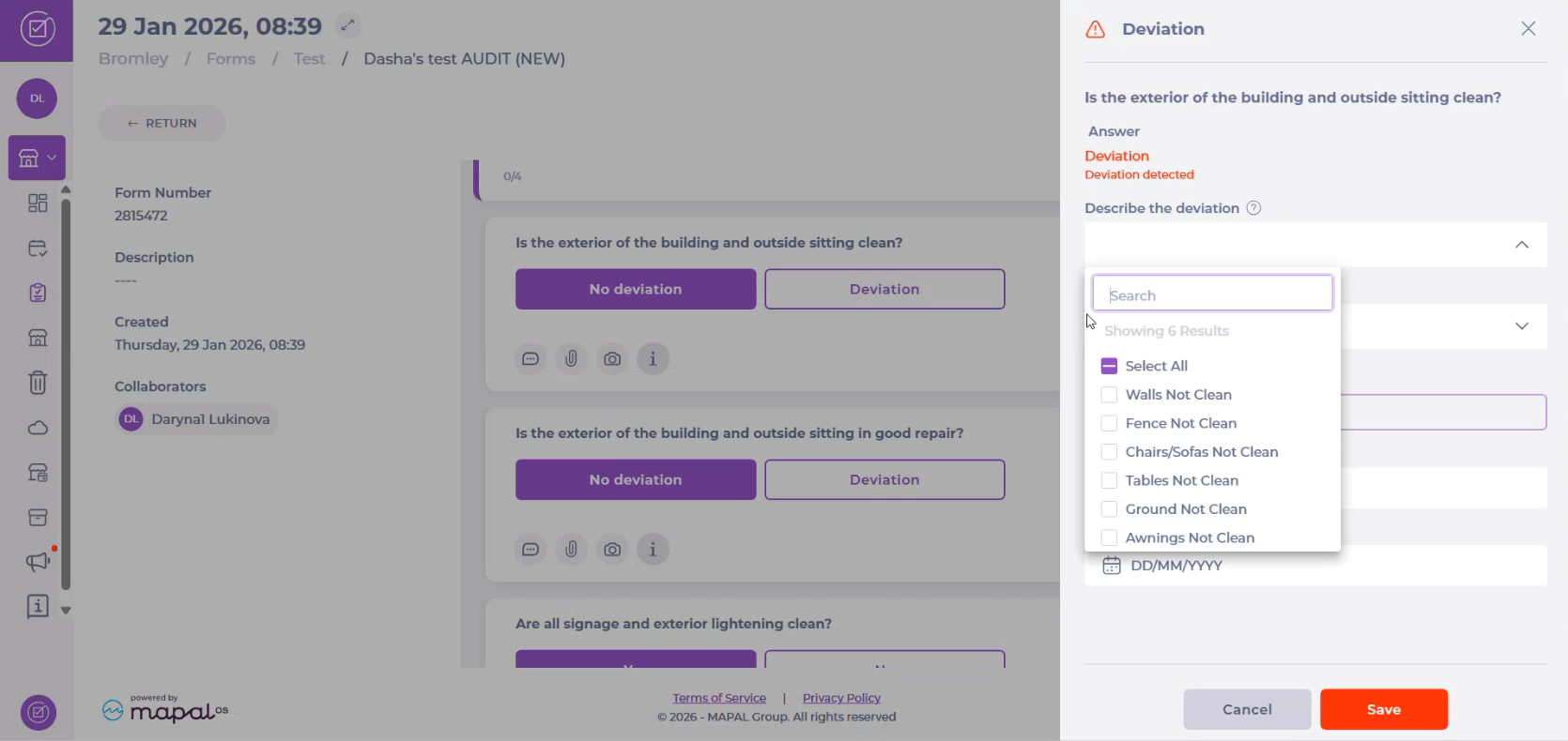 Deviation types in tasks and forms - Knowledge Base