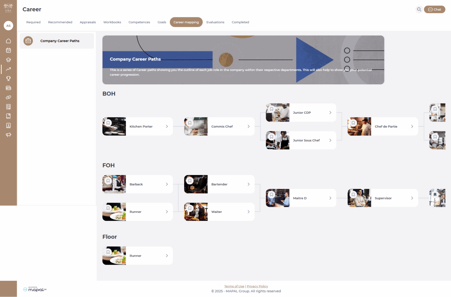 View career maps in Mapal One - Knowledge Base