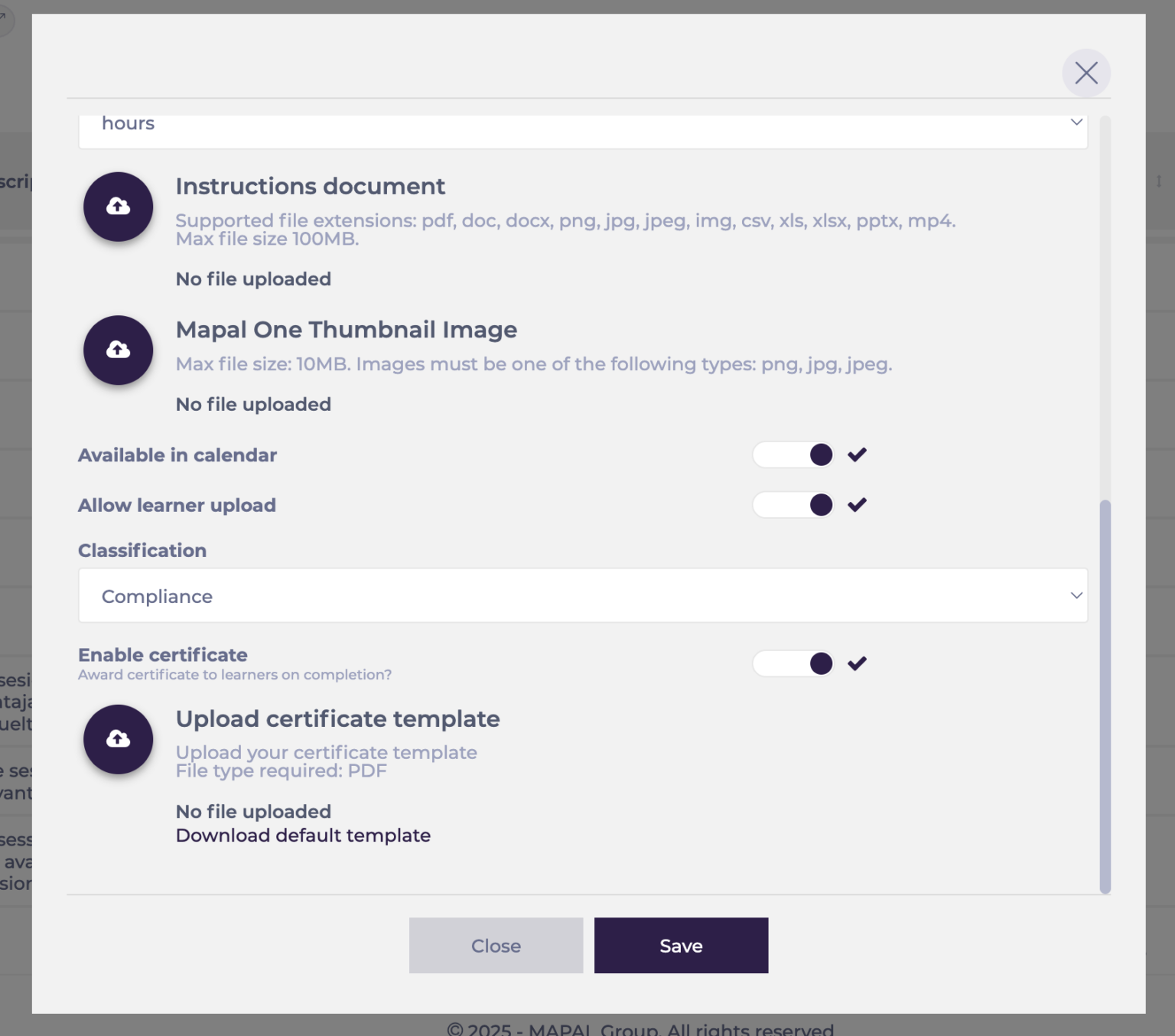 Upload supporting documents for an External Training - Knowledge Base