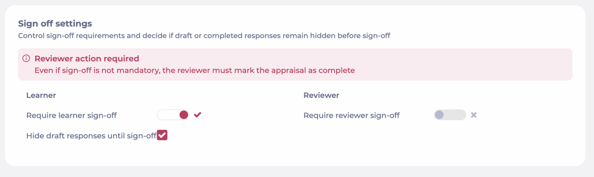 Understand appraisal sign off settings - Knowledge Base