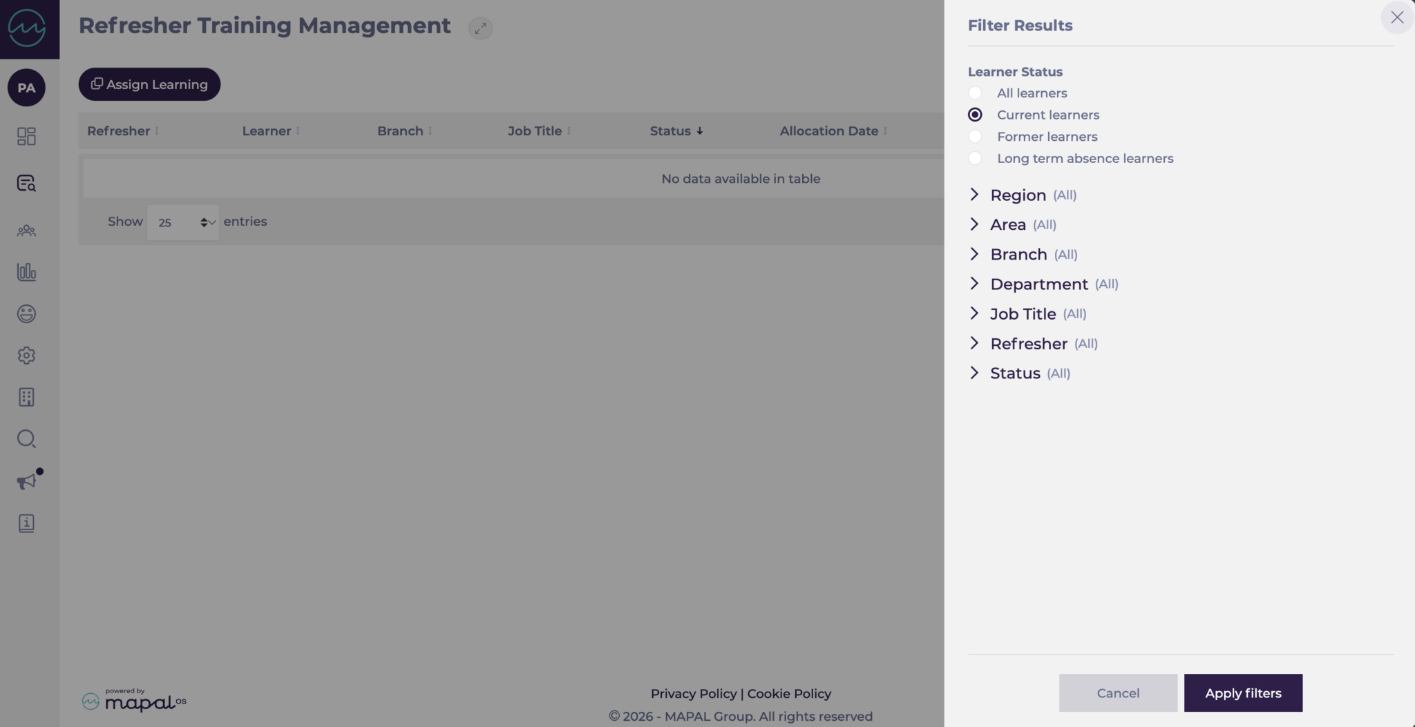 Manage refresher learning - Knowledge Base